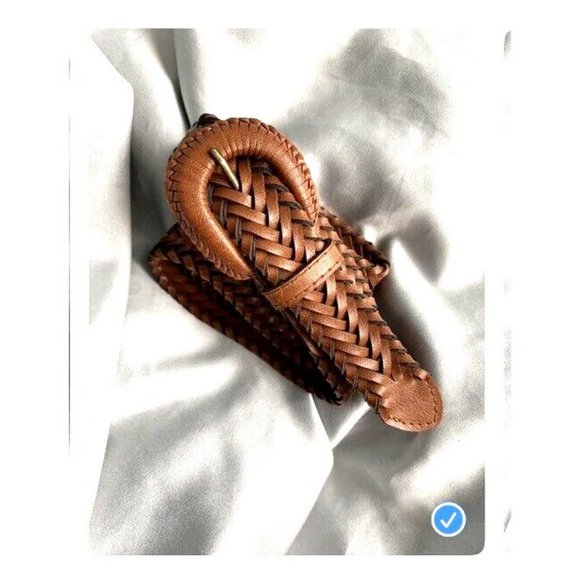 Accessories | Vintage Braided Brown Leather 1 Wide Belt Stitched Hand ...